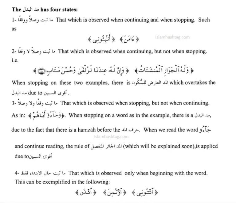 What Is Madd Al Badal? Explanation With Examples. - Islam Hashtag